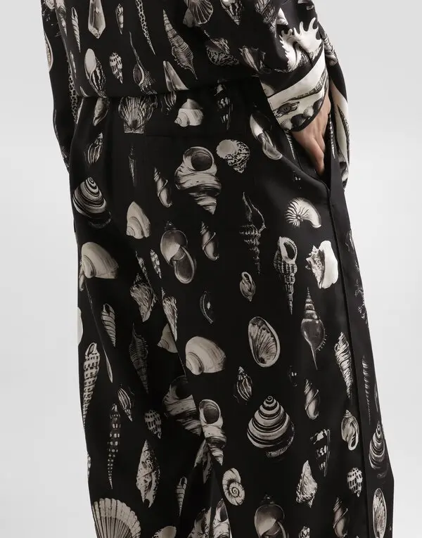 Dolce & Gabbana Shell-print Silk Twill Trousers