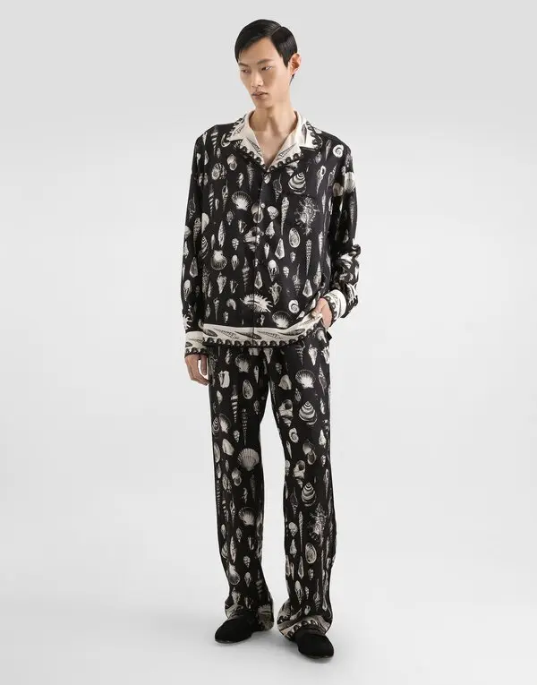 Dolce & Gabbana Shell-print Silk Twill Trousers