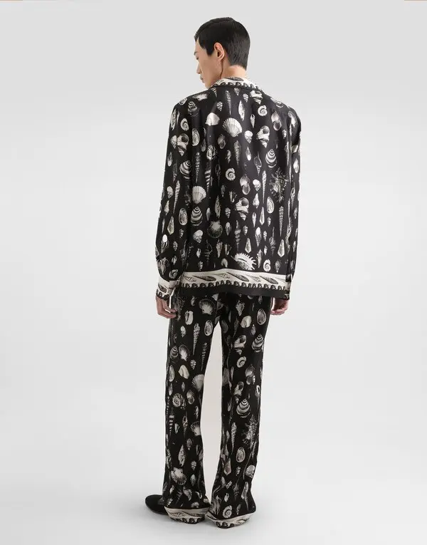 Dolce & Gabbana Shell-print Silk Twill Trousers