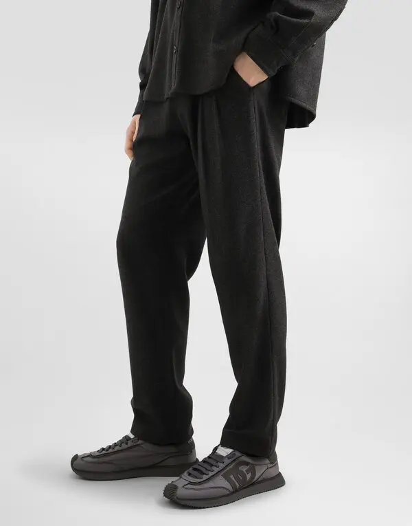 Dolce & Gabbana Mélange Wool Mat Trousers