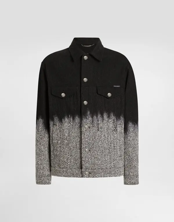 Dolce & Gabbana Cotton And Wool Chevron Oversized Denim Jacket