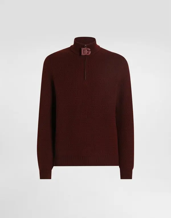 Dolce & Gabbana Turtleneck Pullover With Zip And Logo