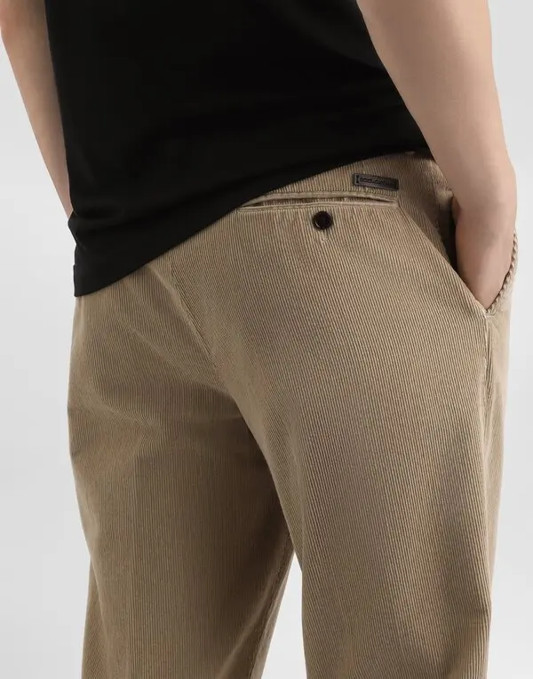 Dolce & Gabbana Garment-dyed Velvet Trousers - Beige