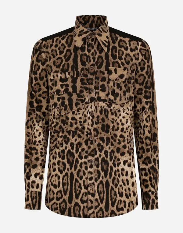 Dolce & Gabbana Leopard-print Cotton Shirt With Multiple Pockets - Animal Print