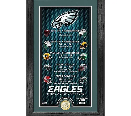 HIGHLAND MINT Eagles 2-time Super Bowl Champion S Legacy Frame - One-color