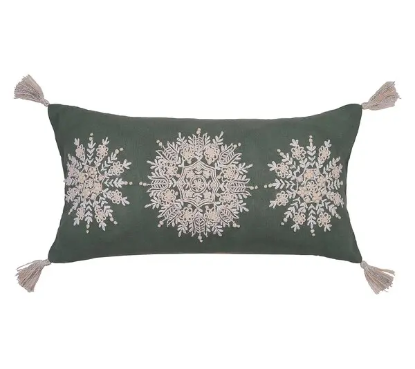 VALERIE PARR HILL 24' X 12' Sage Snowflake Throw Pillow Valeri E - One-color