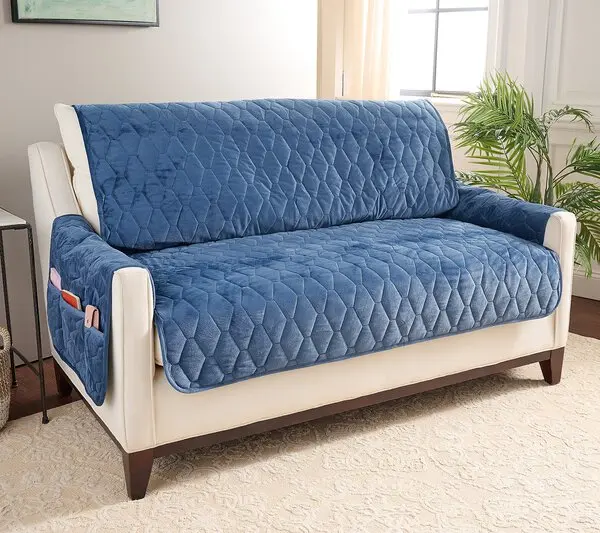 HOME REFLECTIONS Micromink Pin-sonic Quilted Loveseat Cover - One-color