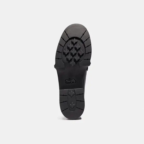 COACH Leah Leather Lug Sole Loafers - Black