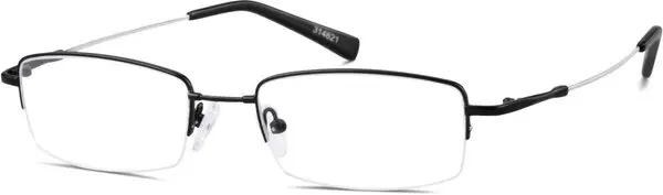 Zenni Rectangle Half-rim Flex Titanium Eyeglasses - Black