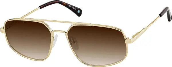 Zenni Retro Aviator Full Rim Sunglasses - Gold