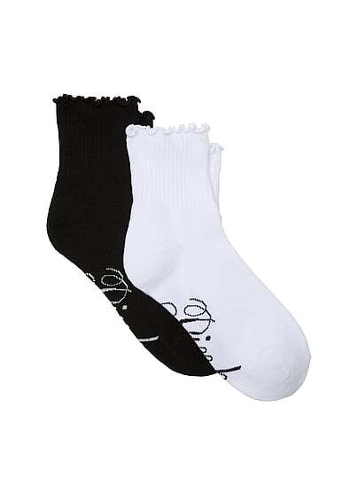 Pink 2-pack Ruffle Quarter Socks - Print