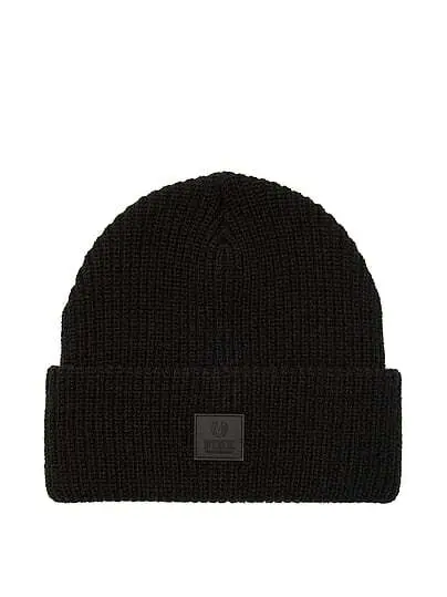 Pink Knit Beanie - Black