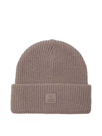 Pink Knit Beanie - Brown