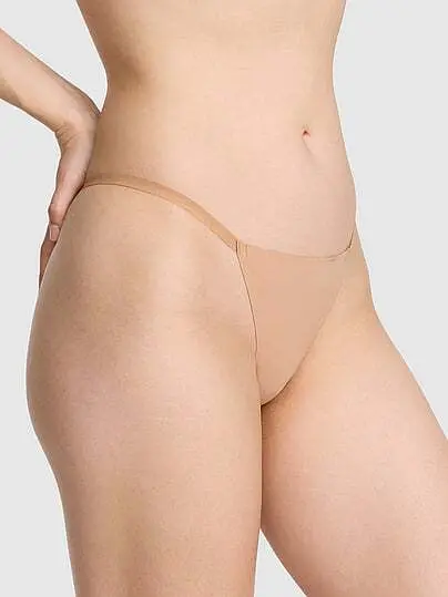 Pink No-show V-string Panty - Beige