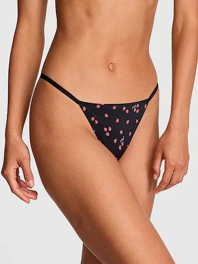 Pink No-show V-string Panty - Print