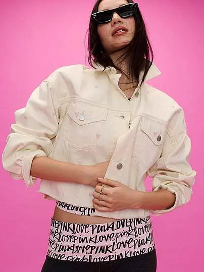 Pink Denim Trucker Jacket - Blue