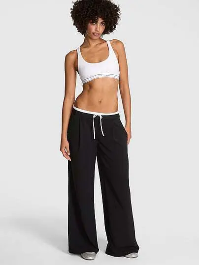 Pink Low-rise Wide-leg Trouser Pants