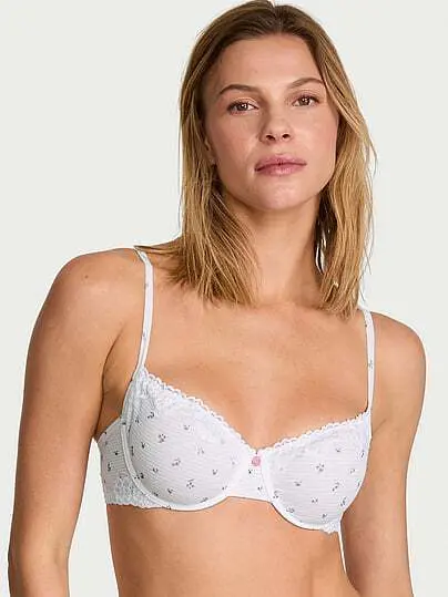 Victoria's Secret The T-shirt Cotton Shadow Stripe Unlined Demi Bra - Floral