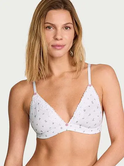 Victoria's Secret The T-shirt Cotton Shadow Stripe Unlined Triangle Bralette - Floral