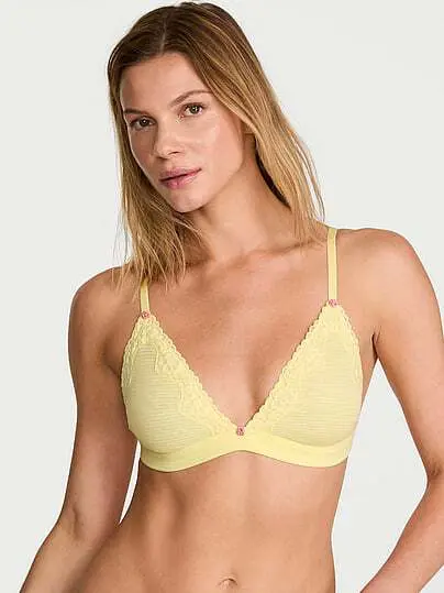Victoria's Secret The T-shirt Cotton Shadow Stripe Unlined Triangle Bralette - Yellow