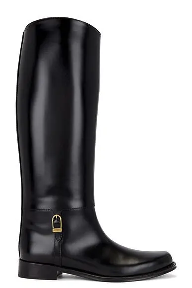 Saint Laurent Black Leather Knee-high Buckled Boots - Nero