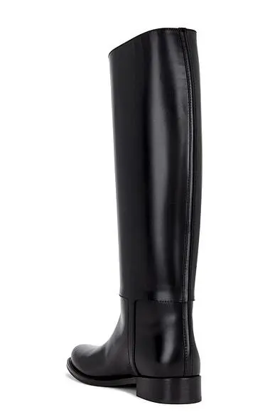 Saint Laurent Black Leather Knee-high Buckled Boots - Nero