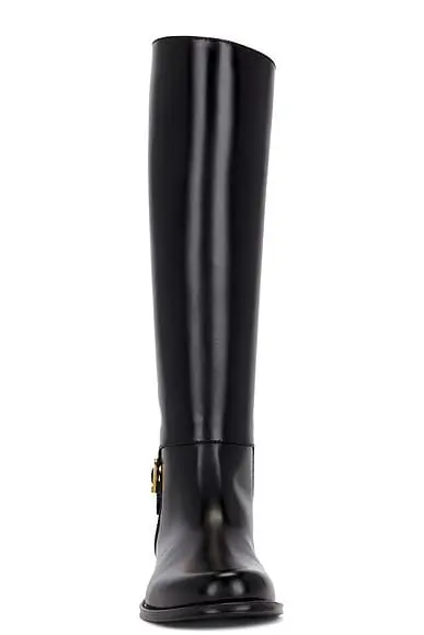 Saint Laurent Black Leather Knee-high Buckled Boots - Nero
