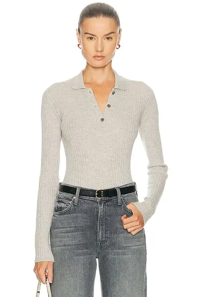THE ELDER STATESMAN Silky Cashmere Polo Sweater