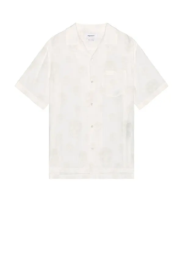 Alexander McQueen Printed Hawaiian Skull Print Shirt In Cream
