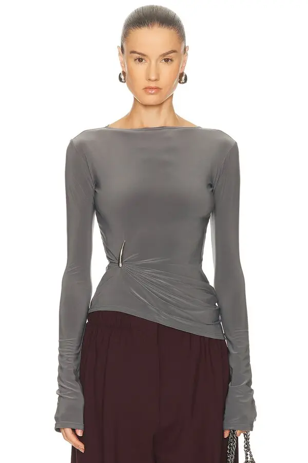 GRACE LING Claw Draped Long Sleeve Top