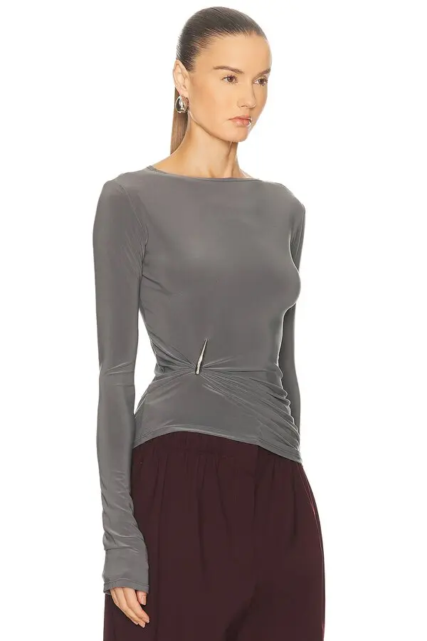 GRACE LING Claw Draped Long Sleeve Top