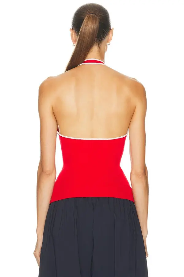 ST. AGNI Fine Line Halter Top - Red
