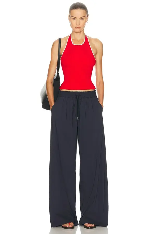 ST. AGNI Fine Line Halter Top - Red