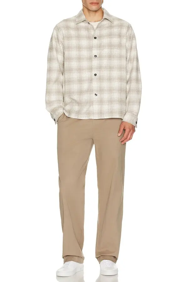 Theory Light Textured Check Shirt In Brown - Duffle Multi