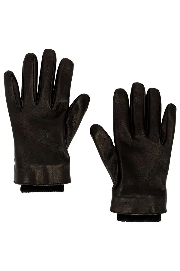 Saint Laurent Leather Gloves - Black