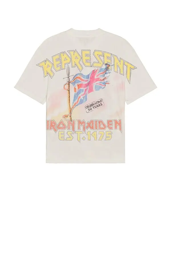 REPRESENT X Iron Maiden Steed Tee In White - Flat White