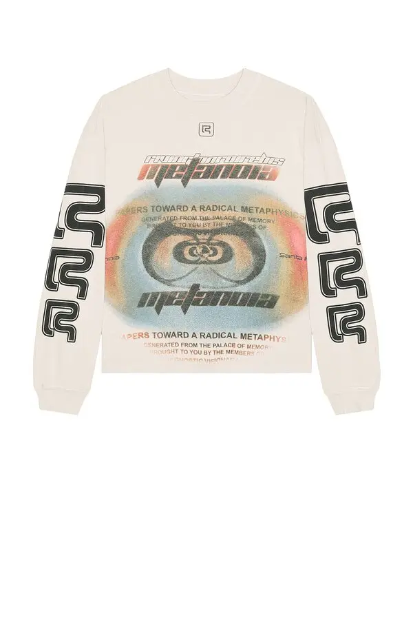 RRR123 Divinity Paper Garden Long Sleeve Tee In Grey - Light Grey