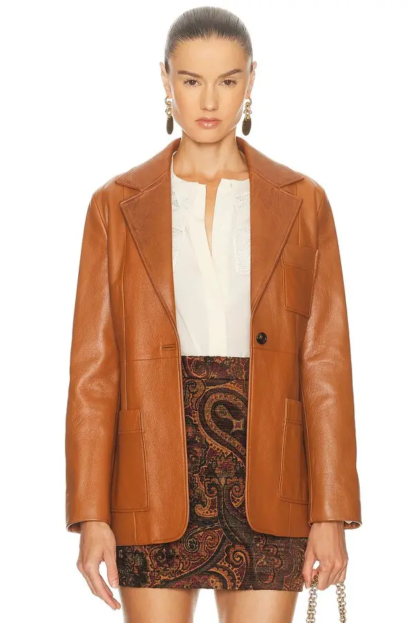 Chloé Slouch Leather Blazer