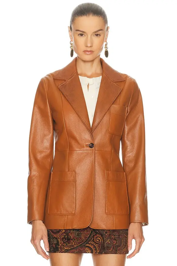 Chloé Slouch Leather Blazer