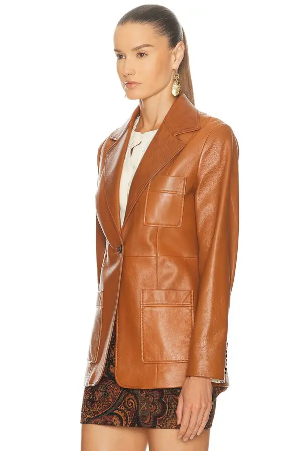 Chloé Slouch Leather Blazer