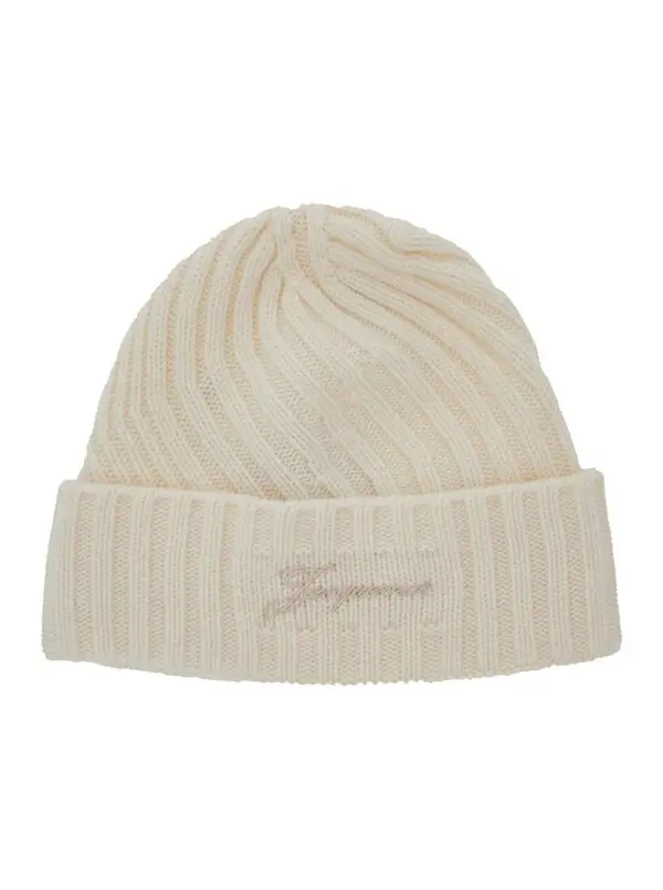 Jacquemus Le Bonnet Tourni Wool Beanie - White