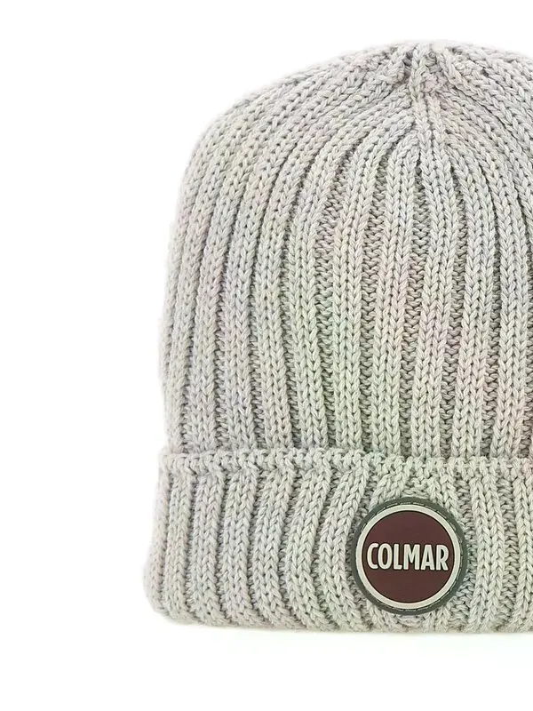 COLMAR Ribbed Logo-patch Beanie Hat - Grey