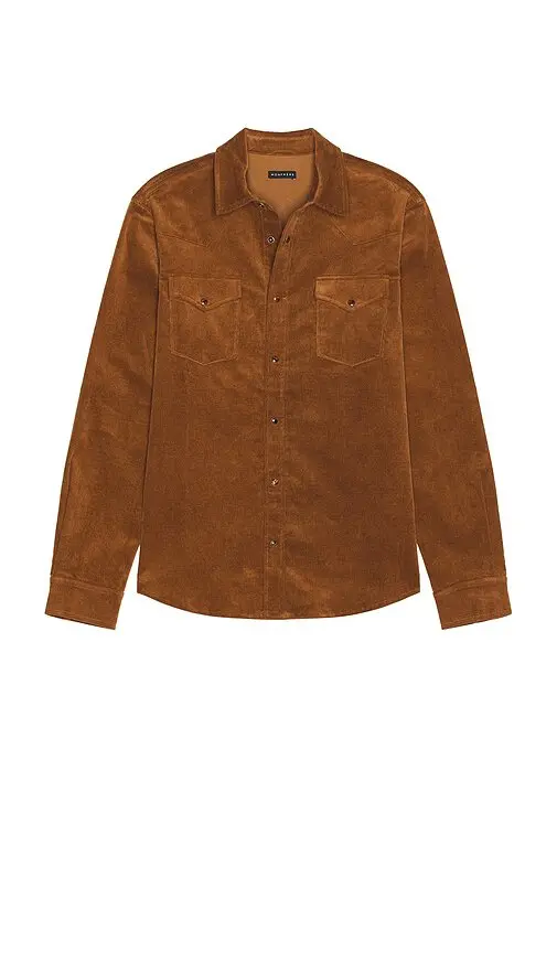Monfrère Eastwood Needle Cord Shirt In Brown - Saddle