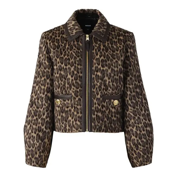 Mackage Lorah-a Animal-print Cropped Leather Jacket