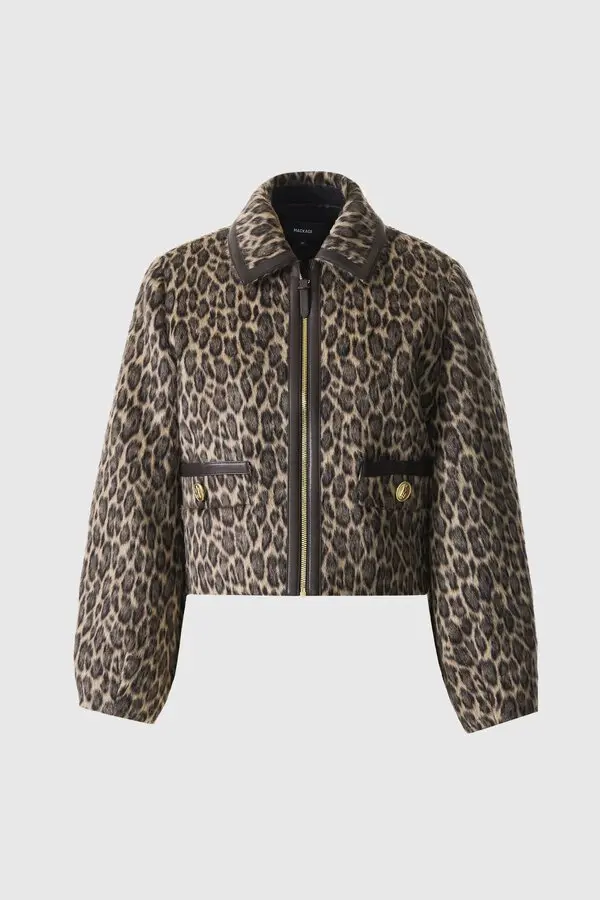 Mackage Lorah-a Animal-print Cropped Leather Jacket