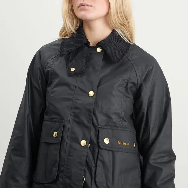 Barbour Cropped Beadnell Wax Jacket - Black/classic