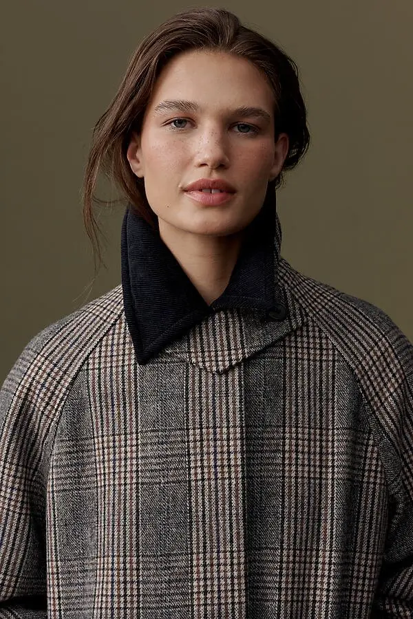 Anthropologie Checked Wool-blend Coat
