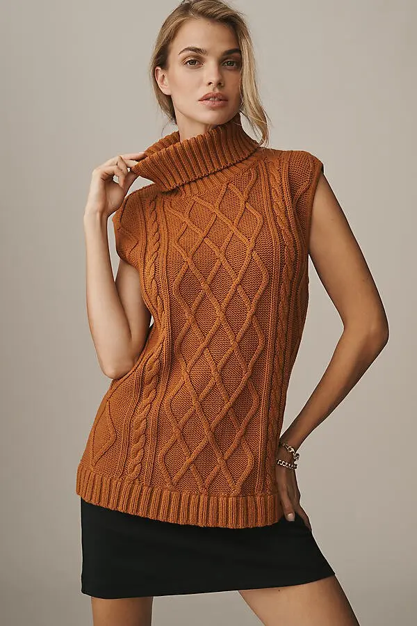 Turtleneck Cable-knit Twofer Mini Dress