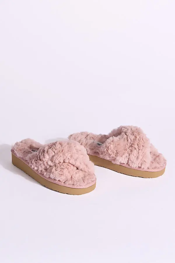 Minnetonka Teddy Crossband Slide Slippers - Blush Pink