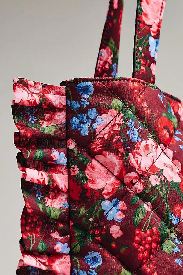Maeve Floral Ruffled Tote